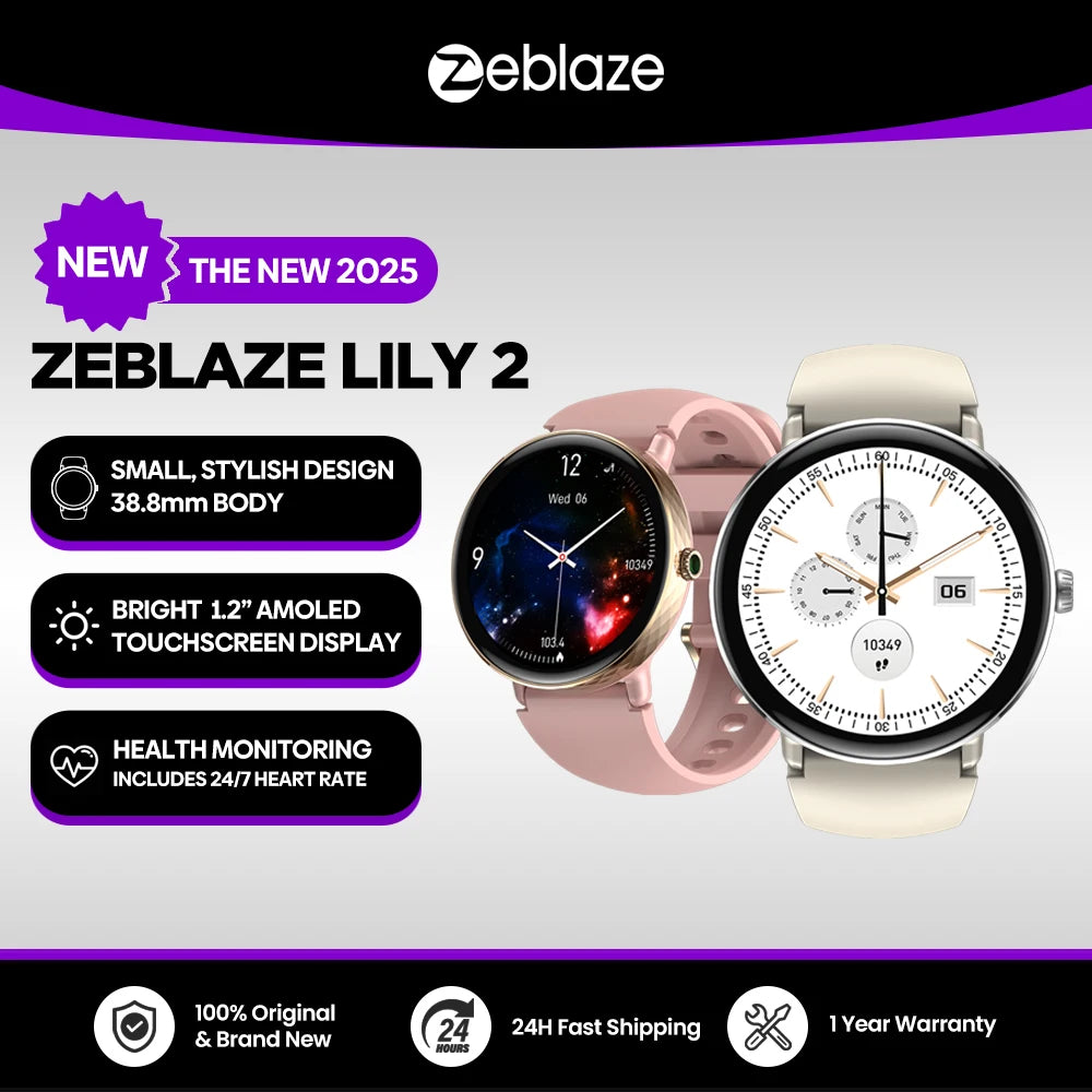 ZEBLAZE LILY 2 Smart Watch 1.2" HD AMOLED Display with Voice Calling f